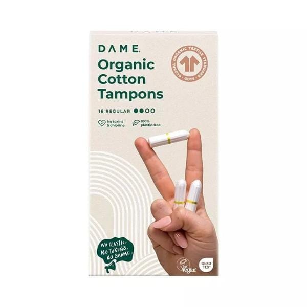 DAME Organic Cotton Regular Tampons 16 Pack - Down to Earth Healthfood ...