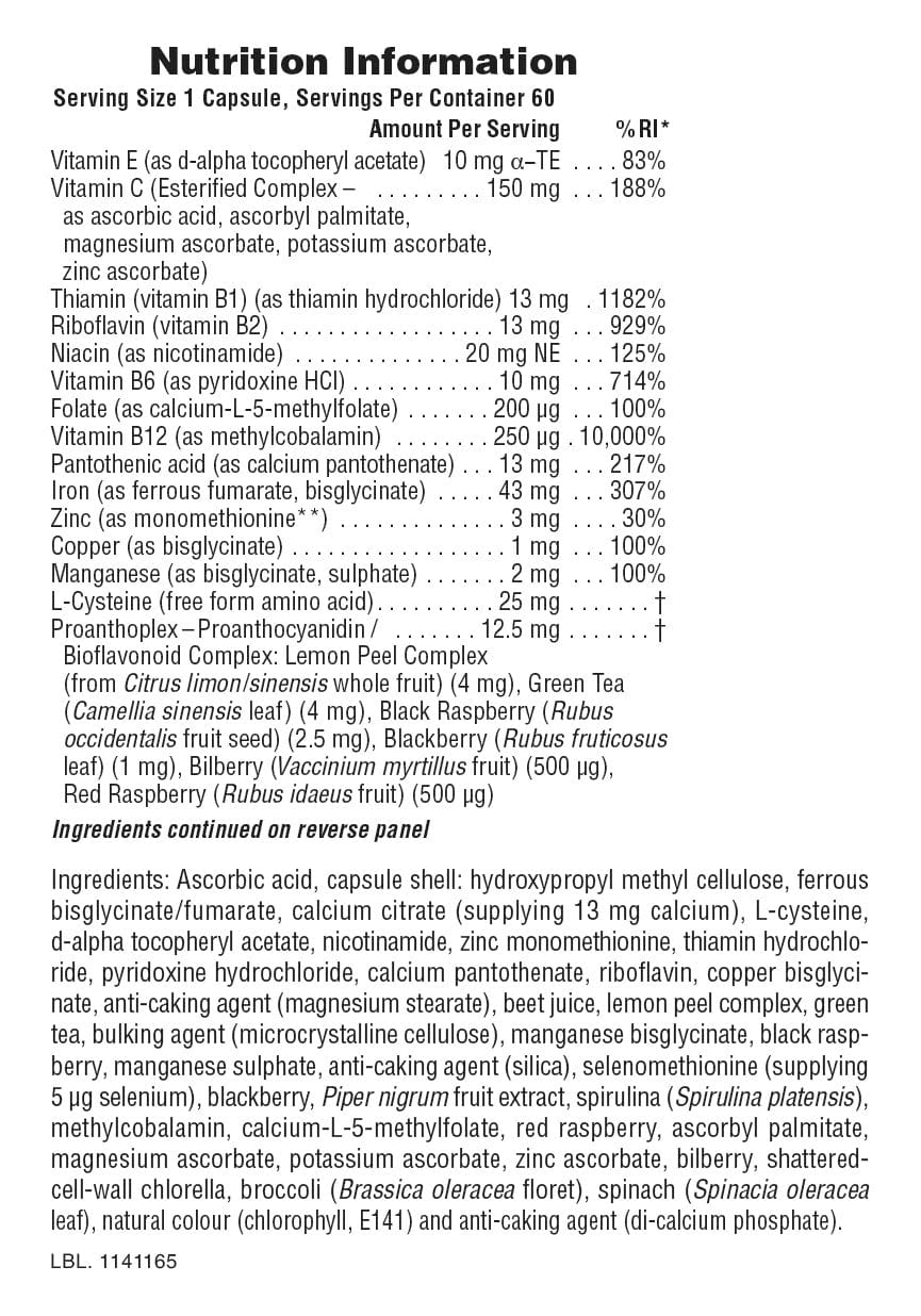 Nature's Plus Hema Plex 60 Veg Caps - Down to Earth Healthfood Store